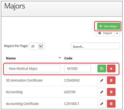 Majors: Adding Majors – CFNC Campus Help Center