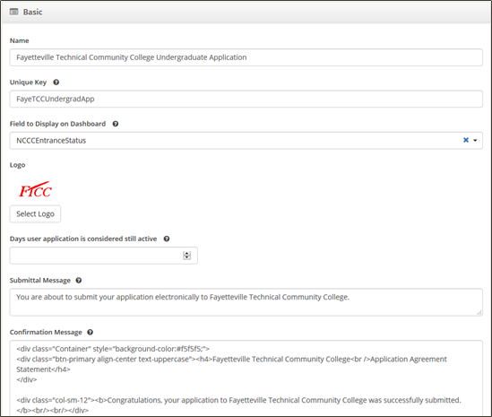 Application Settings – CFNC Campus Help Center