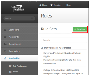 Creating Complex Application Rules – CFNC Campus Help Center