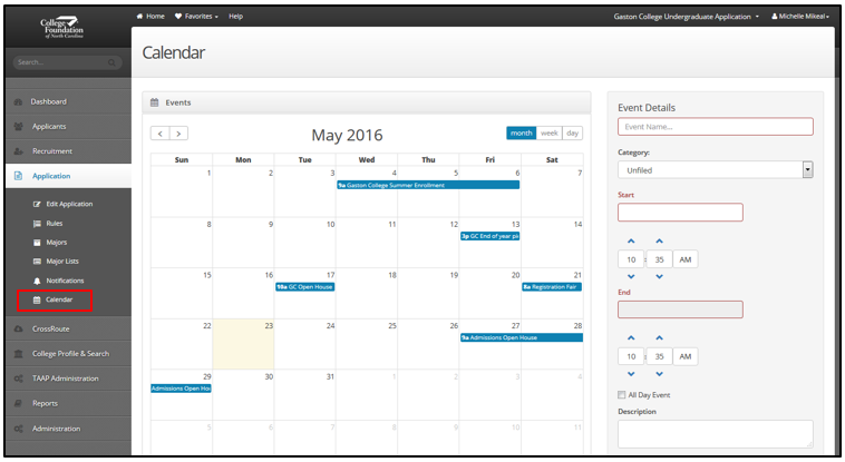 CrossConnect Calendar – CFNC Campus Help Center