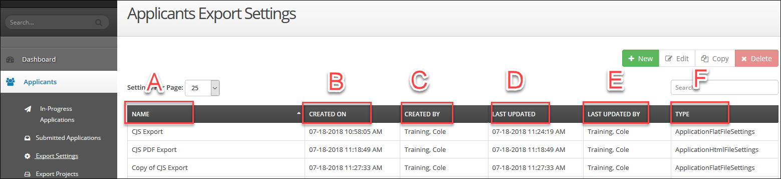Export Settings General Tab – CFNC Campus Help Center