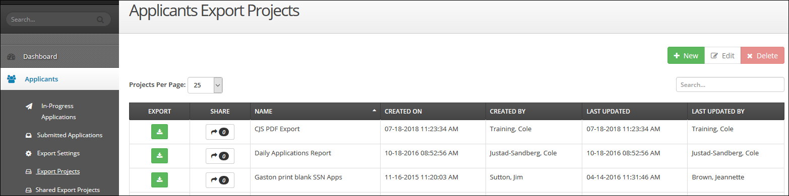Creating and Using Export Projects – CFNC Campus Help Center