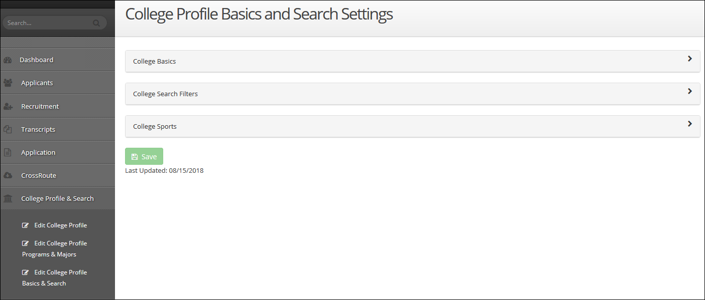 Updating College Search Filters – CFNC Campus Help Center